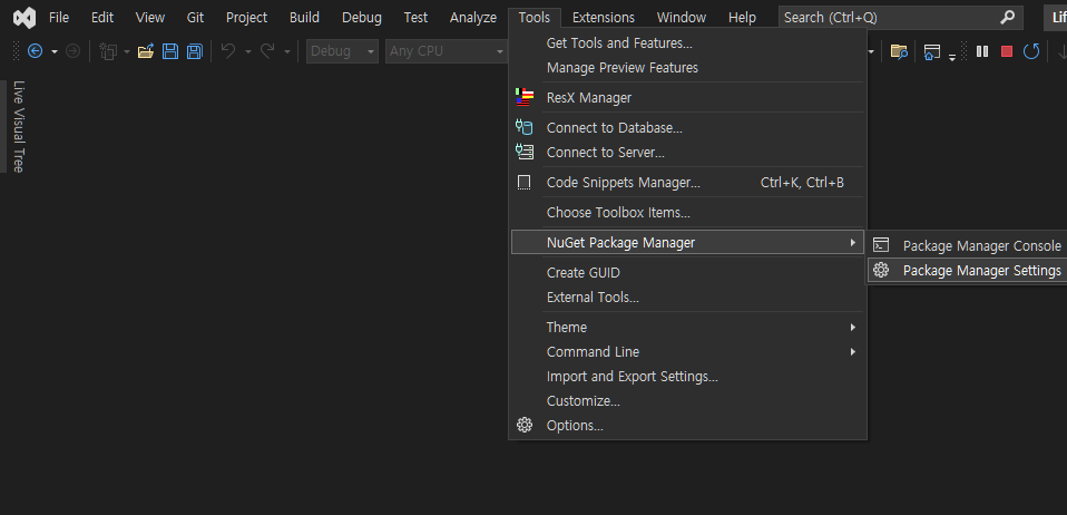 Visual Studio 2022 새로 설치 후 Nuget 패키지 소스 설정하기